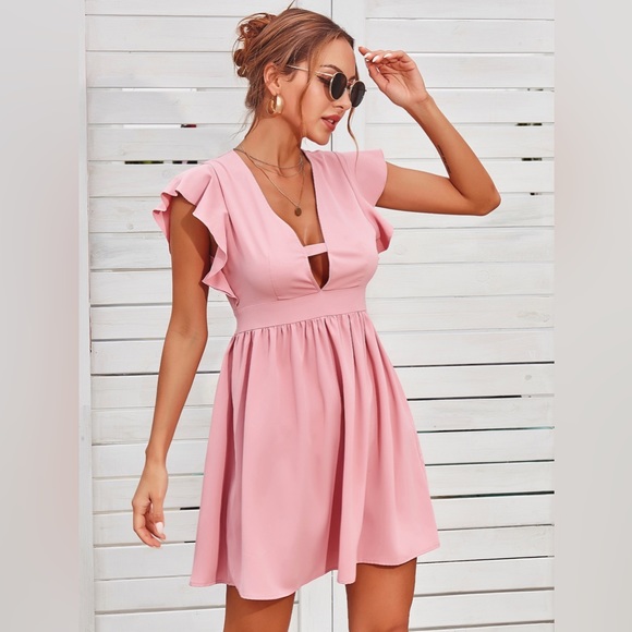 SHEIN | Dresses | Baby Pink Low Cut Dress | Poshmark